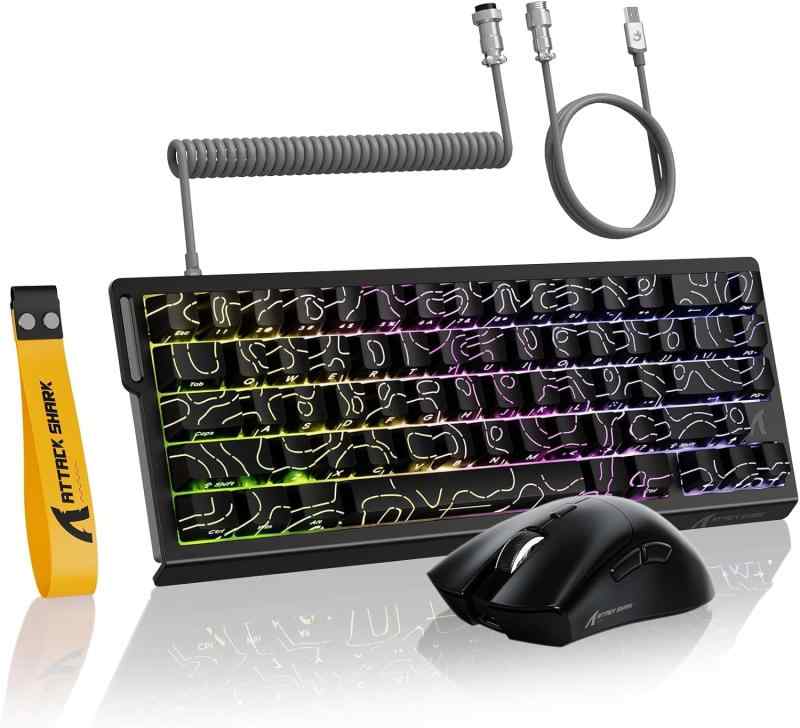 MAMBASNAKE X ATTACK SHARK【 X68HE &amp; R1】ラピッドトリガー キーボード 有線8KHZ ゲーミング キーボード 調整可能なアクチュエーション搭載 RT0.01mm TKL コンパクト66キー PBTキ...