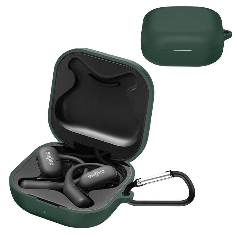 TOORQR For Shokz OpenFit ケース カバー Shokz OpenFitシリコン素材 ケース 保護カバー 防水 防塵 落下防止 キズ防止 全面保護 軽量 カラビナ付き