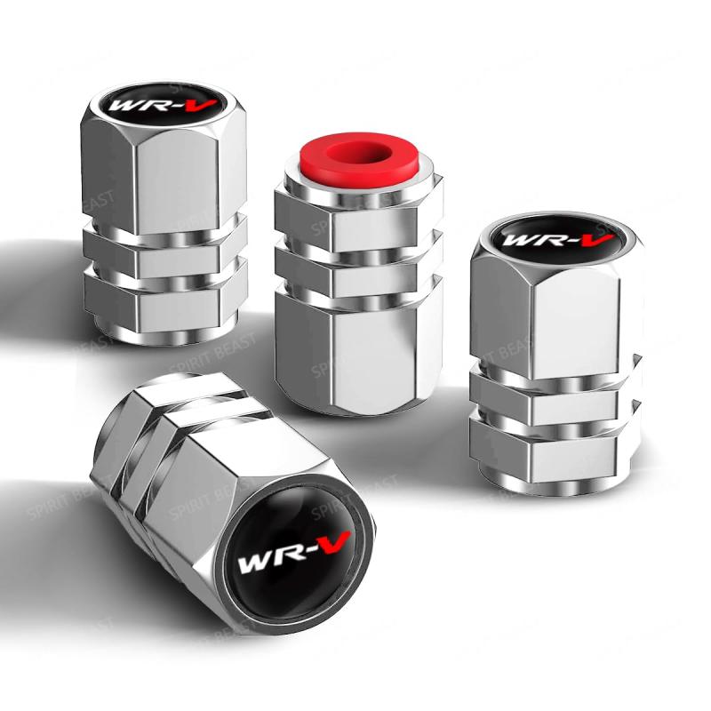 WR-V エアバルブキャップ WR-V DG5など 全シリーズ対応 アルミ合金製 ドレスアップパーツ 軽量 高強度 腐食防止 車 自動車 タイヤバルブ 4個入 (WR-V, シルバー)【プレミアムアルミ製品】この製品は高品質のアルミニウム合...