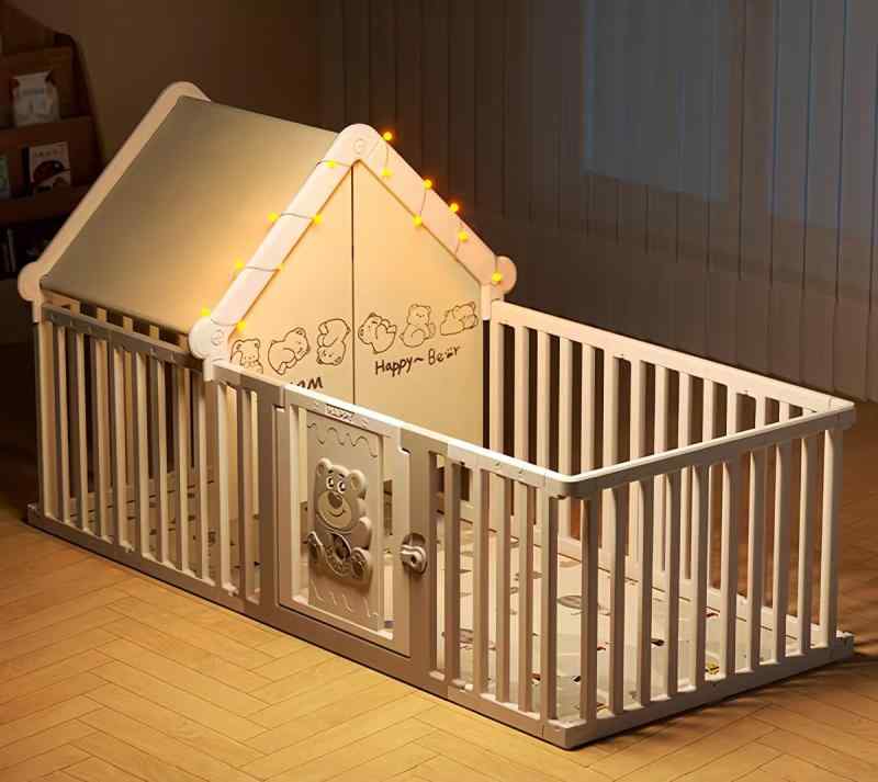 EastEamily ベビーサークル ベビーフェンス キッズテント 196*86cm 大空間 赤ちゃん サークル プレイヤード 安全柵 LEDライトと厚み1cmクローリングマット付き 安定 滑り止め 組立簡単 子供 室内遊💕...