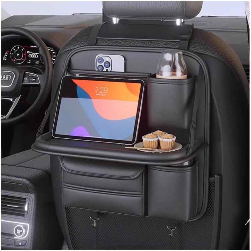 SOEDZUNG 車 収納 カー用品 便利グッズ 車内 後部座席 テーブル ティッシュケース 後部座席用ドリンクホルダー iPad収納ポケット 折り畳みテーブル付き 多機能 簡単取付 省スペース カー用品【多機能設計、車内収納を革命的に変え...
