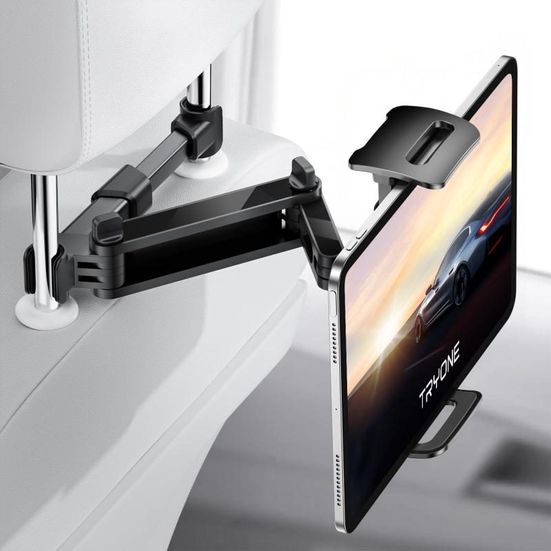 【2026究極進化モデル】TRYONE タブレット ホルダー 後部座席 車載ホルダー ヘッドレスト タブレットホルダー 車 真ん中 タブレットスマホ 伸縮アームスタンド バーの適用幅範囲11cm~15cm 後部🚖【強化型二軸...