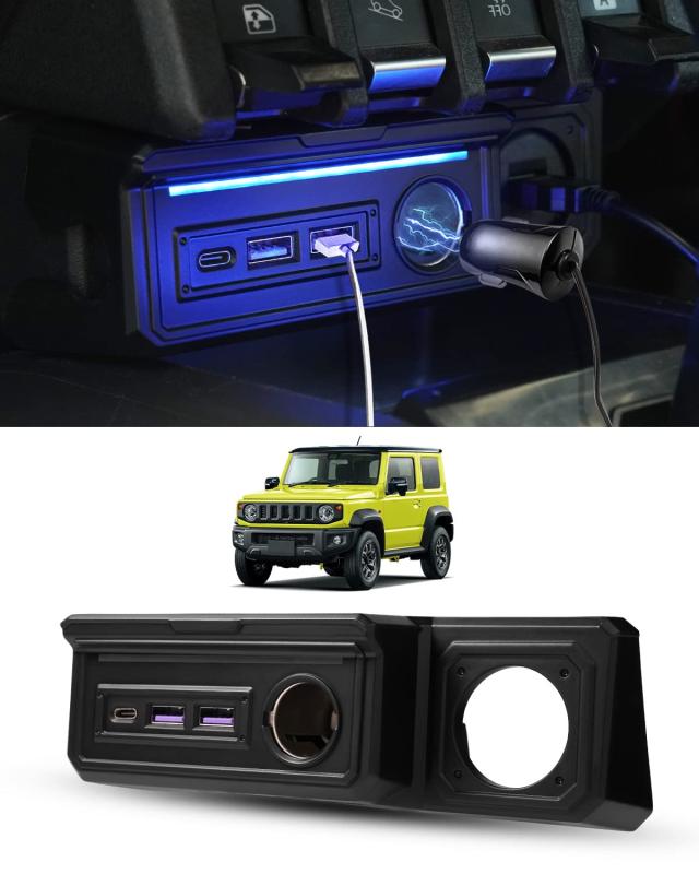 GIMUYA スズキ ジムニー JB64 JB74 ジムニーノマド JC74W 増設電源ユニット ジムニーシエラ AT車 MT車 usb 増設ソケット 分配器 シガーソケットx1 QC3.0 USBボートx2 Type-C PDボートx1 ...