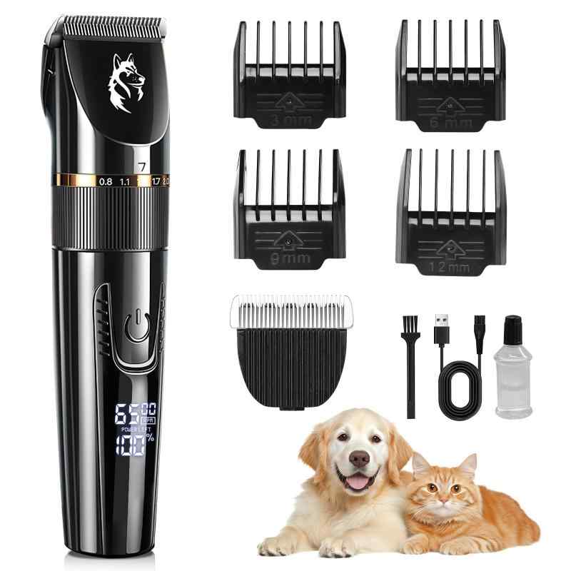 Candykenny 【2026 人気ランキング推薦商品】ペット電動バリカン 猫犬バリカン 多機能 足裏・肉球・全身トリミング用 静音軽量 初心者 5段階刈り高さ調整可能 2段階スピード 4個アタッチメ付き