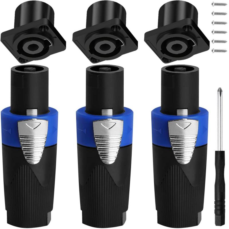 MKBKLLJY 5 個 SpeakOn スピーカー アダプター Speakon - 1/4 コネクタ 4 極プラグ ジャック アルミニウム合金 ロック バックル ケーブル タイ付き 対応NL4FC NA4LJ NA4LJX と互換性ありN...