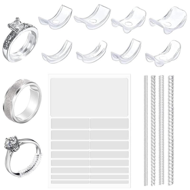 [KALOLINNA] 指輪 サイズ調節 4個入り リングアジャスター 着脱簡単 回転防止 脱落防止 保護 で目立たないデザイン 男女兼用 ルーズリング用 リングサイズ調整用【グレー・ホワイト・ブラック【ユニークなデザイン】このリング調整セ...