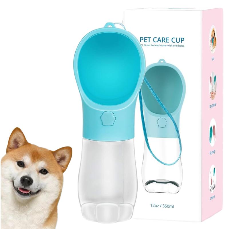 MAEXUS ペットウォーターボトル 350ML 犬 猫 水飲み器 散歩 携帯用 犬 散歩 給水器 水槽付き水漏れ防止 ランニング アウトドア ドッグウォーターボトル 犬の散歩 水飲み器 (ブルー)【高品質素材】私たちのペット用ウォーターボ...