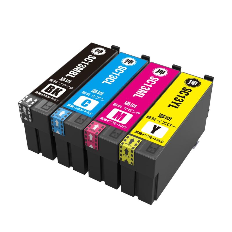 【CARTRIX】エプソン用 SC13MBL SC13CL SC13ML SC13YL 互換インクカートリッジ 4色セット 全色顔料 大容量 残量表示可能プリンター対応機種 SC-T2150/T3150/T3150N/T5150/T5150...