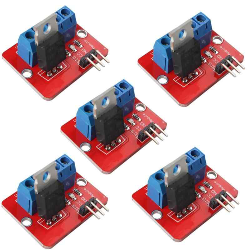 Hailege 5個セット IRF520 MOSFETドライバーモジュールMOSFETボタンドライブArduino MCU ARM Raspberry PI用電圧：3.3V、5V; 出力負荷電圧：0-24VIRF520MOSFETドライバー...