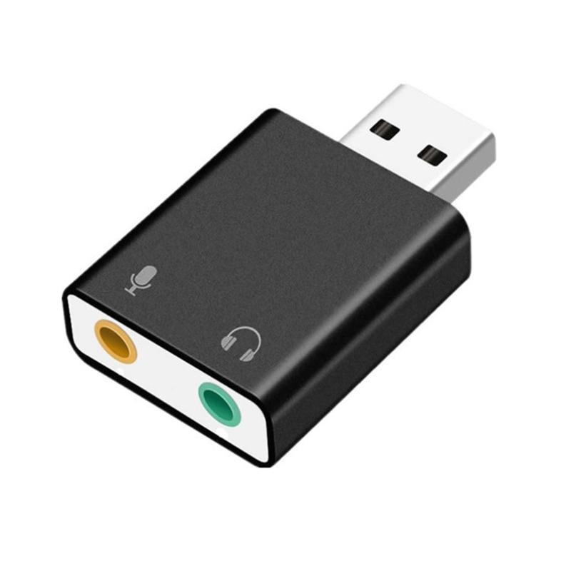 USB オーディオ変換アダプター USB外付け サウンドカード 3.5mm プラグアンドプレイ 小型軽量 非駆動 3極(TRS)専用 ヘッドフォン出力/マイク入力に対応 Windows/M-ac/L-inux Extra対応 1個 ブラック...