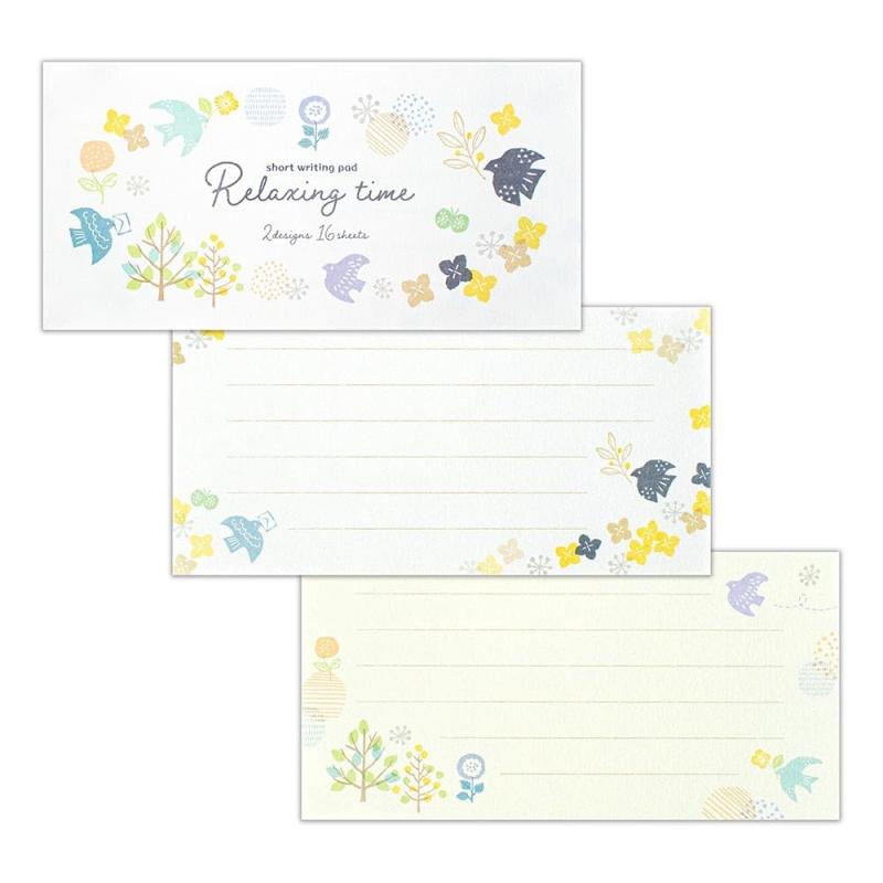 エヌビー社 一筆箋 こころなごみ 鳥 | 2柄アソート16枚入 横書き ヨコ書き 和紙 奉書紙縦82×横165mm 2柄アソート16枚入 ヨコ5行罫 中身：奉書紙消しゴムはんこのような優しいイラストで、気兼ねなく使える北欧風一筆箋です。鳥、...