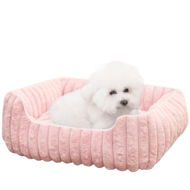 ZurZur 犬 猫 ベッド 冬 暖かい ペットベッド クッション スクエア型 猫ベッド 犬ベッド ふわふわ もふもふ ぐっすり眠る 防寒 ペットソファー 滑り止め 洗える 小型犬用 ペット用品 通年ふわふわして暖かいスクエア型のペットベッ...
