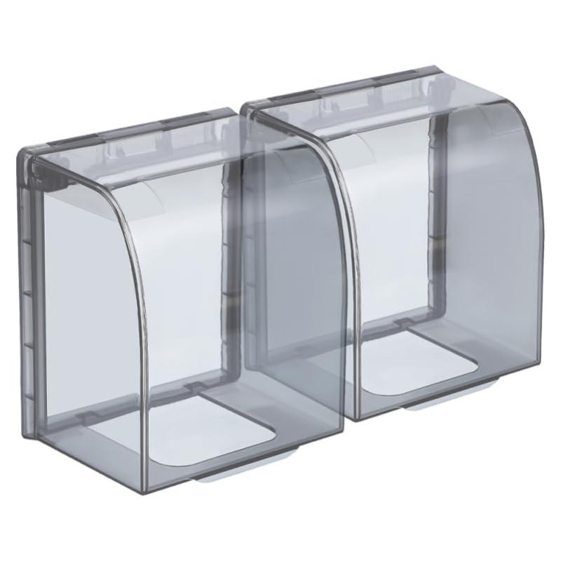 NUOLUX コンセントカバー 防水 スイッチカバー ウォールスイッチ コンセント 保護カバー ボックス 粘着式 取付簡単 深型 浴室 洗面所 トイレ キッチン 防滴 クリアブラック 2個セット 11.5×10×7【深型設計】ウォールスイッ...