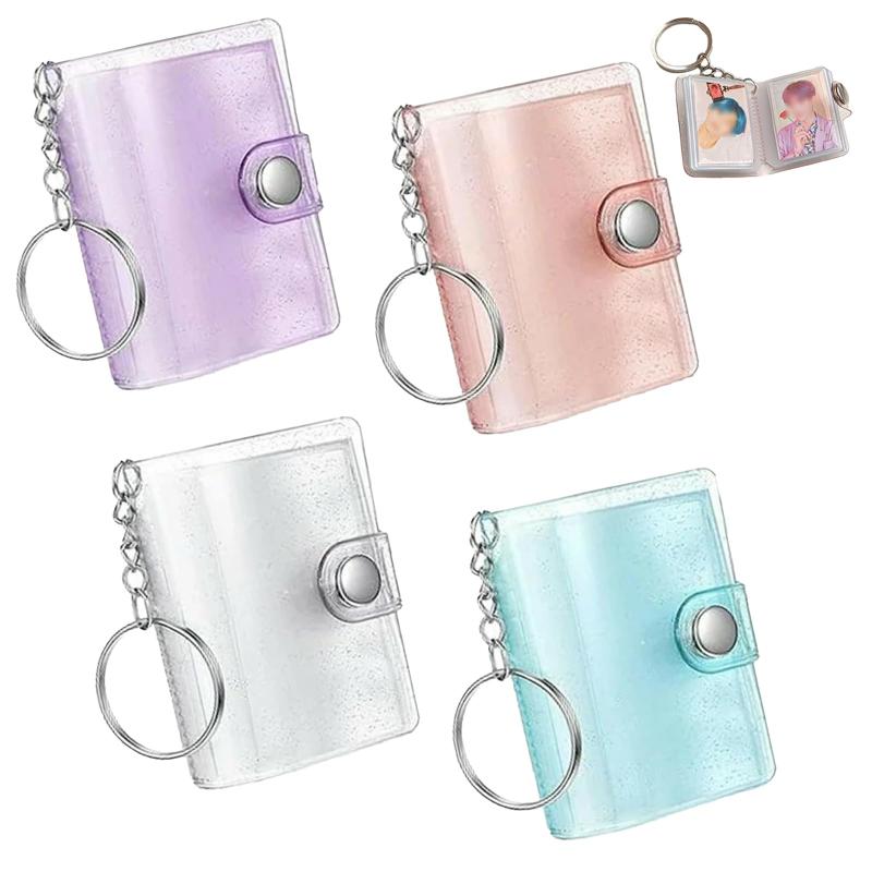 JUJUGO フォトアルバム ミニアルバム ポータブル 28 枚収納 2 インチ 透明クリアポケット 防水 PVC スナップ留め 写真収納 4色セット【製品仕様】内サイズ3.5cm×5cmの28ポケットで、2インチ写真や推しカード、名刺など...