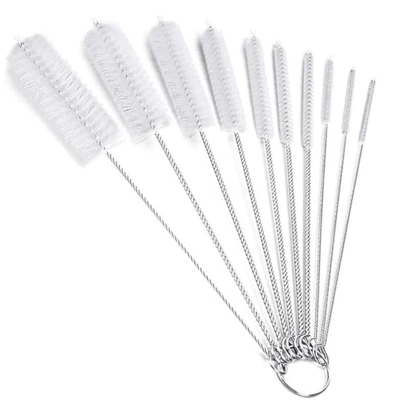 キッチン・家庭用 カップ 10 点セット 異なる直径で多用途対応 細口瓶/ストロー/哺乳瓶/ホース洗浄に最適 極細隙間ブラシ + ロングチューブブラシ 注ぎ口汚れも確実除去 (白色)多様な 10 点セットで全局面対応：異なる直径と形状のブラ...