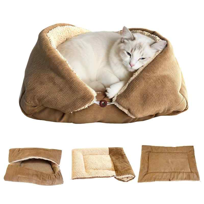 ペットベッド 猫 犬 ベッド ペット用 クッション マット 秋 冬用 ふわふわ 保温 あったか もこもこ 滑り止め 4way変形 両面使用可 可愛い おしゃれ コンパクト 折りたたみ 軽量 270g 洗濯機洗い【仕様について】サイズ：70X...