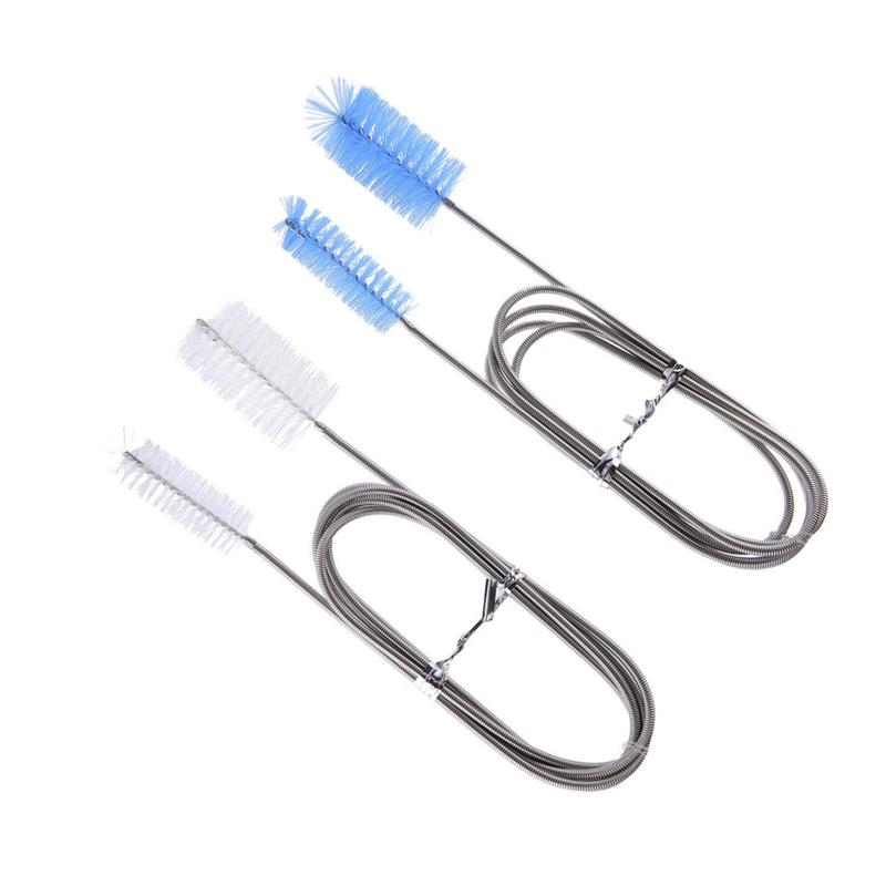 ALLVD パイプブラシ ホースクリーナー 2個セット 水槽 ステンレス製 水族館ブラシ チューブ ワイヤー ホースパイプ アクアリウム フィルタ パイプ クリーナー 水槽 両頭 清掃 長さ155cm (ホワイ【セット内容】ホワイト、ブルー...