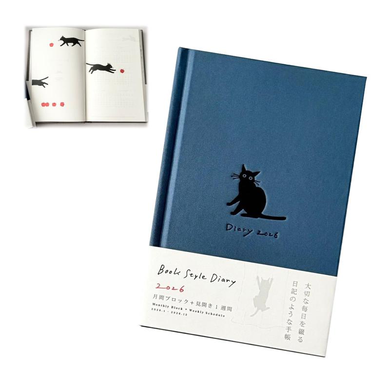 happykau 手帳2026 スケジュール帳 かわいい 猫イラスト ウィークリー イベントシート 時間管理 持ち運びやすく実用的 学習と記録 新年ギフト 男の子 女の子【愛らしい猫のデザイン】製品サイズは約17.5 x 11cm。各ページ...