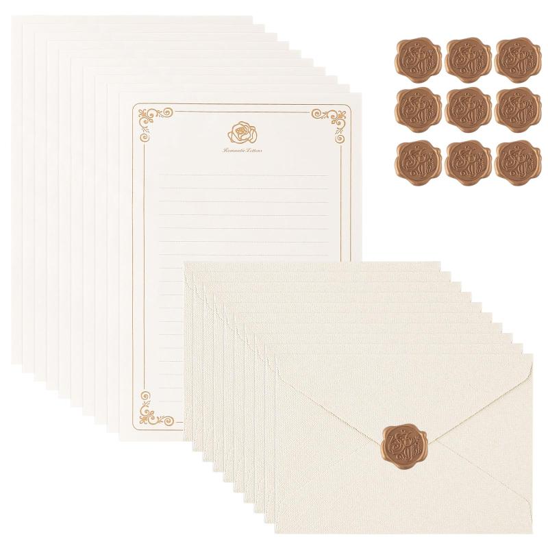 レターセット シンプル 手紙セット おしゃれ 封筒10枚 便箋10枚 封緘シール10枚 メッセージカード てがみ お見舞い 誕生日 年賀状 招待状 結婚式 お祝い手紙 お礼状用 花嫁【セット内容】封筒*10枚、封緘シール*6枚、便箋*10枚...