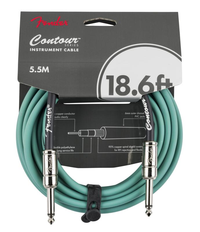 Fender フェンダー Contour 18.6ft（約6m） Cable Sherwood Green ギターケーブルフェンダーのスタンダードな楽器用ケーブルがリニューアル