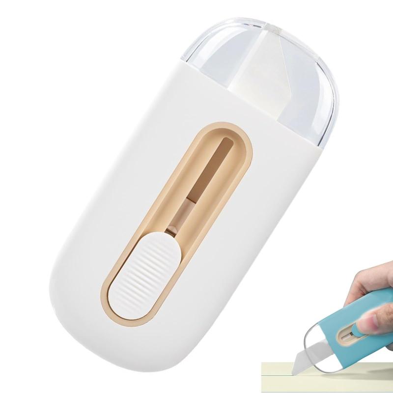 Refoiner 段ボールカッター ダンボール ミニ 封筒カッター レターオープナー ボックスオープナー 5段階調節 自動ロック セラミックブレード 耐久性 安全性 多用途 携帯便利 事務用品 文房具用耐久性のある素材：高硬度セラミック刃を...