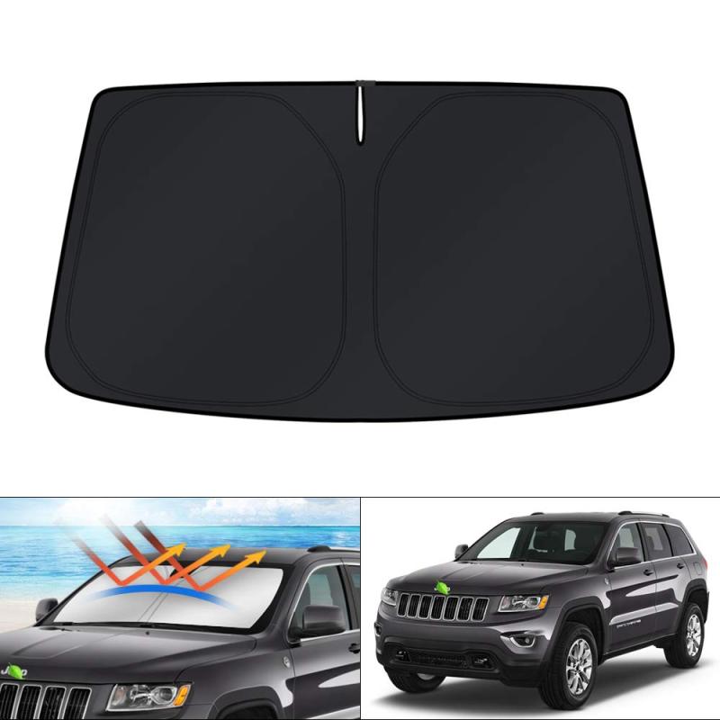 KUST フロントガラスサンシェード 2011-2026 Jeep Grand Cherokee/Jeep Grand Cherokee Lアクセサリー用 (ジープチェロキー非対応) サンシェード 折りたたみ式ブロック 紫外線 サンバイザー...