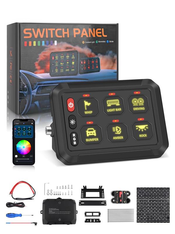 NORTHYUN 6ギャング スイッチパネル モバイルAPP制御 bluetooth RGBバックライト 調光可能 LED 電源一括管理 防水 回路制御 リレーシステムボックス SUV キャラバン トラック ATV UTV ピックアップ ジ...