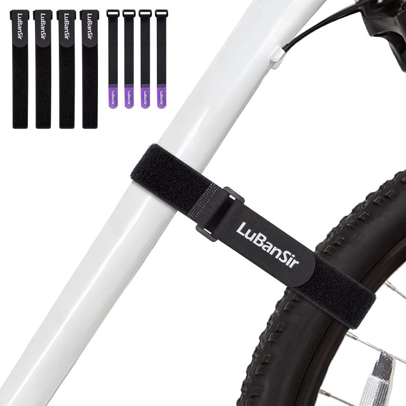 LuBanSir バイクラックストラップ 8個パック (8インチ &amp; 26インチ) 調節可能な自転車スタビライザーストラップ 自転車のホイールが回転するのを防ぎますスポーツライダーとトレイルライダーホイールホルダー用のバイクラックス...