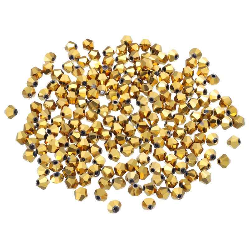 PATIKIL 250個 ガラスビーズ 6mm バイコーン カラフルビーズ 多面的 アクセサリーパーツ 手芸用品 ガラス風 ブレスレット ネックレス イヤリング DIY ハンドメイドパーツ クラフト 金色用途: これらの双円錐形ガラスビーズ...