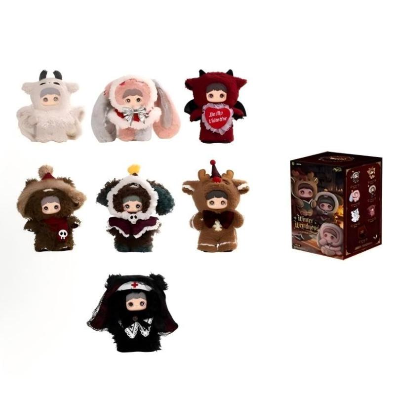 MayMei 冬日怪誕シリーズ ぬいぐるみマスコット｜カラープリントアクリルアイ・ふわもこ冬服デザイン・約20〜22cm｜全6種＋1シークレット｜ランダム封入・7個入りボックス｜デザイナーズト【冬日のふわもこデザイン ❄️🐾...