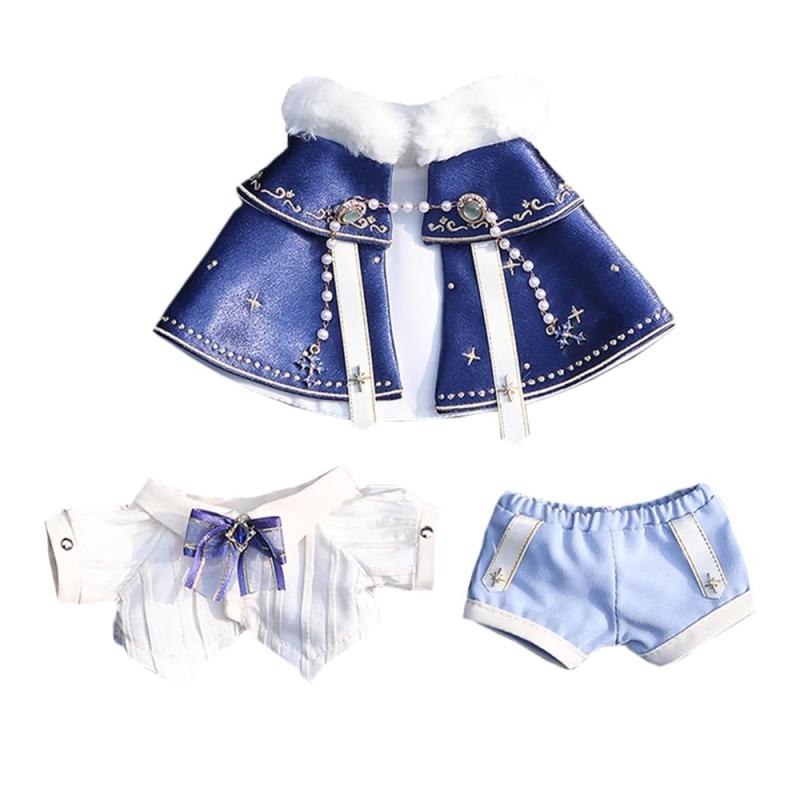 niannyyhouse ぬい服 10cm 20cm シャツとパンツ付きの青いケープスーツ ドール 着せ替え衣装1.セット：ケープ+シャツ+パンツ 3点セット（ドール本体は含まれません）2.適用ドールサイズ：約10cm 20cm ぬいぐるみ...