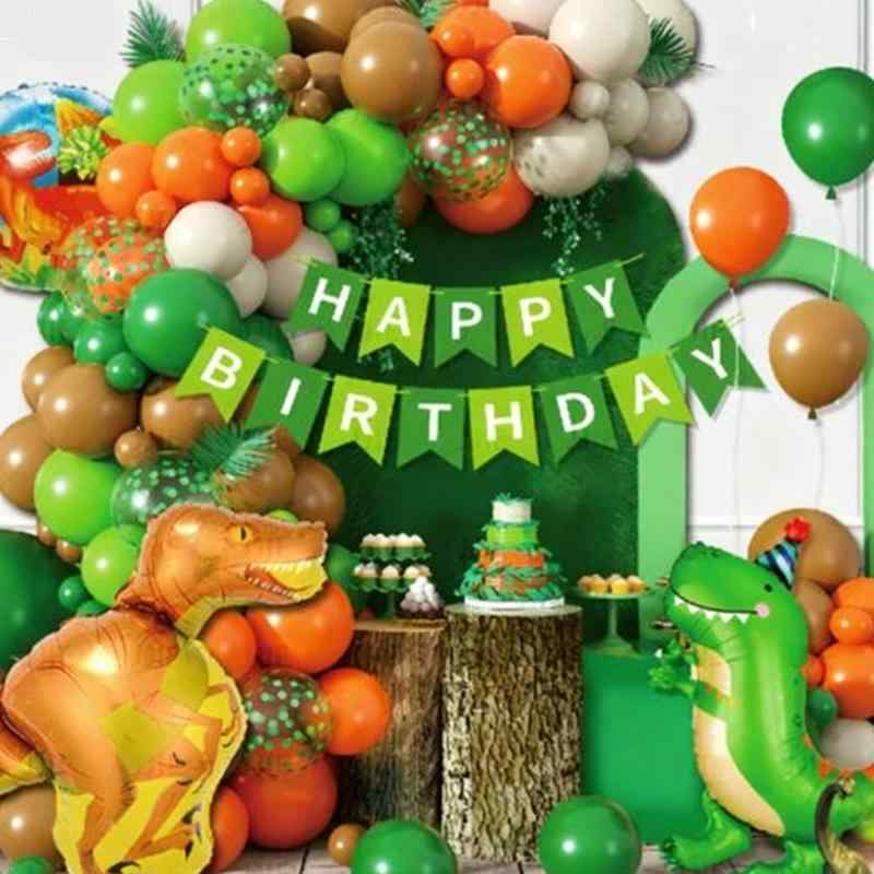 siawadeky 誕生日 恐竜 バルーン 飾り付け 92点セット アーチキット ダイナソー 大きな3D恐竜 HAPPY BIRTHDAYバナー付き 男の子 バースデー お祝い パーティー飾り かわいい 写真背景 部屋 室内 屋外
