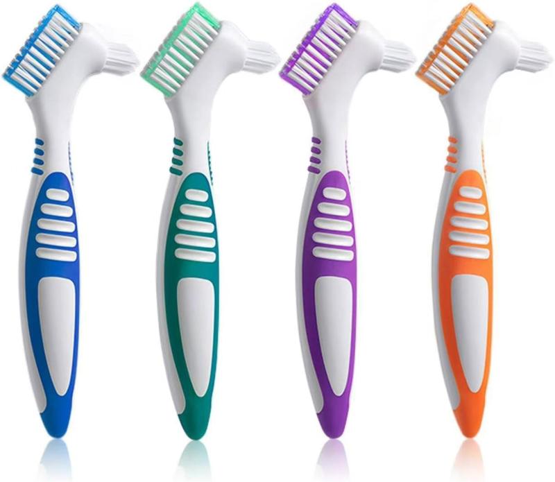 入れ歯用歯ブラシ 両面ヘッド 義歯ブラシ 矯正用 歯列矯正ブラシ ポータブル 義歯クリーニング デンタルケア 高齢者口腔ケア ABS＆ナイロン 耐久性 衛生管理【実用的なデュアルヘッド設計】 大きなブラシヘッドで入れ歯の表面をクリーニングし...