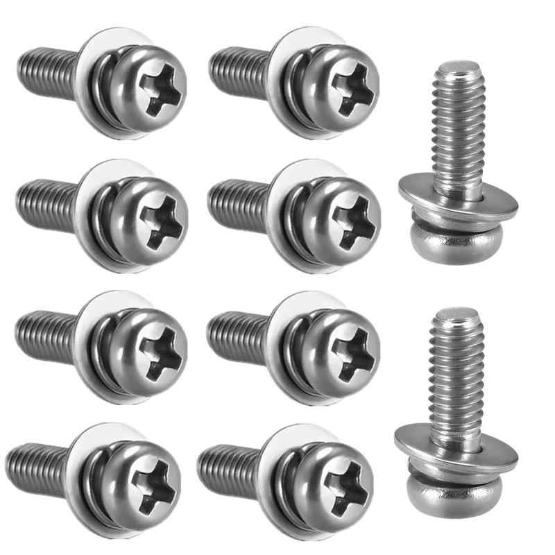 10本入り パンヘッド機械ネジ M5*12mm 十字穴付き ナベ頭小ネジ ステンレス製 平ワッシャーとスプリングワッシャー付き ファスナーボルト DIY工具 電子機器修理 家具組み立て用【仕樣】●材質： ステンレス鋼、●ねじの呼び径（D) ...