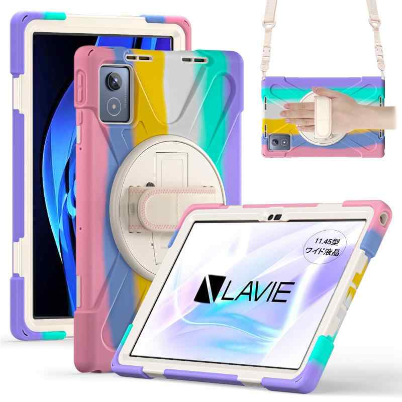 Aokil 対応For NEC PC-T1175JAS (LAVIE Tab 112K3) 回転ケース 11.45型 LAVIE Tab T11 (PC-TAB11203)用 耐衝撃カバー ショルダーストラップ 片手 ハンドストラップ 36...