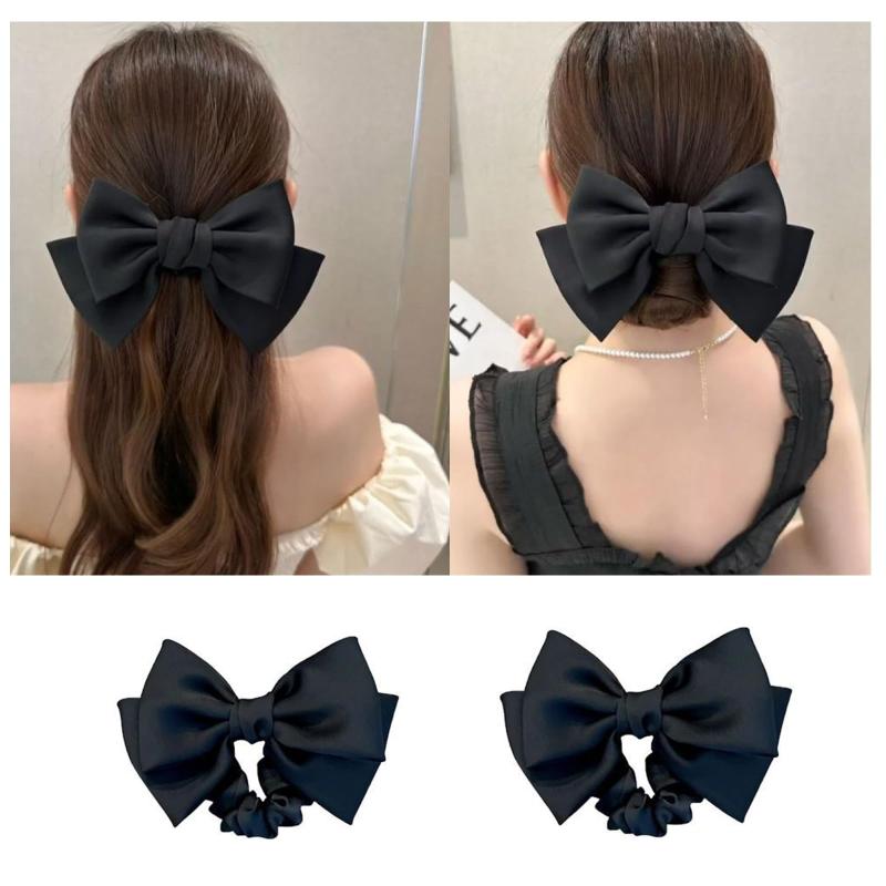 Langzu リボン シュシュ ヘアゴム 髪飾り リボンゴム 髪ゴム ヘアアクセサリー 2本セット 髪留め 髪を結ぶ 入学式 卒業式 韓国風【商品情報】　「サイズ」25 cm　「色」オフホワイト、レッド、ブラック　。手作りですので、多少の誤...