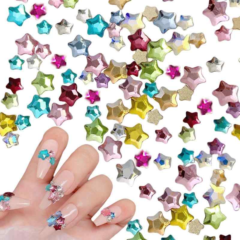 ネイルストーン約100個星4mmと6mmネイルパーツネイルツールオーロラ立体多色樹脂ネイルデコレーションパーツネイルジュエリーパーツ樹脂ハンドランダムカラー(星型)です。きらめく星型のネイルラインが鮮やかな色合いと光沢でおしゃれなネイルデザ...