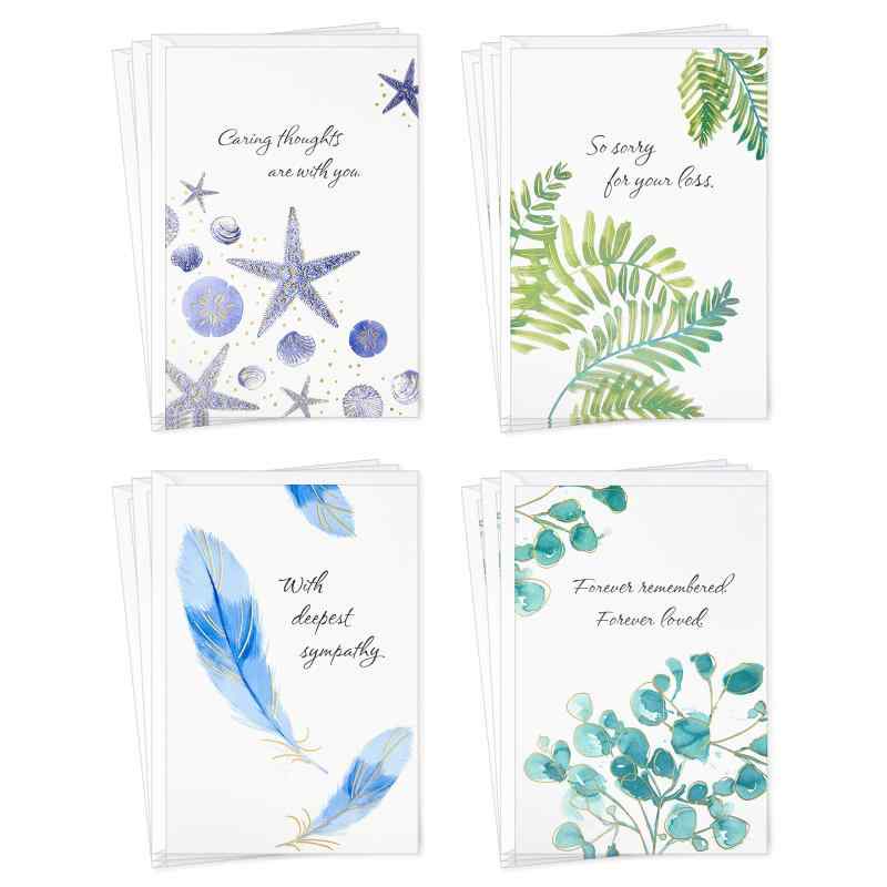 Hallmark お悔やみカード詰め合わせ、水彩自然。