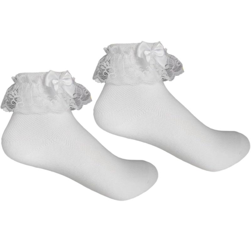 [YUESPRITTY] 靴下 キッズ 白 ソックス フリル リボン レースソックス 女の子 滑り止め 通気性 快適 入園式 入学式 卒園式 発表会 子供用 可愛い リボン付きプレミアム素材：このキッズ用ルーズソックスは上質なコットン素材で...