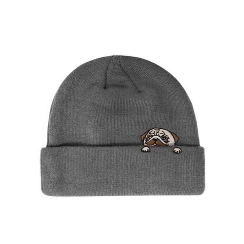 [Weuiean] 犬 刺繍 図案 ニット帽 リブ編み ニットキャップ メンズ ワッチキャップ レディース 防寒 ビーニー 帽子 GOZZ-95【シンプルでかわいいとフィット】ごわつき感をなくし、軽くて頭にフィットするニット帽寒い日はとりあ...