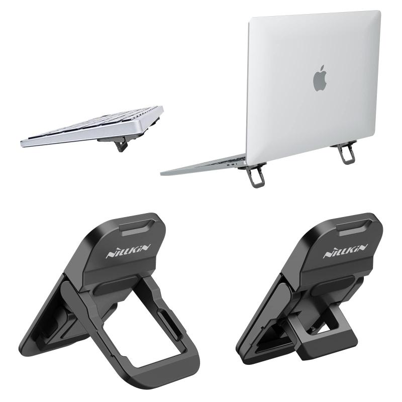 Nillkin ノートパソコンスタンド 貼り付け型 【2個入りセット】ミニパソコン台 持ち運びやすい アルミ合金製 キーボードスタンド 傾斜台 三つ高さ調節可能 人間工学に基づいたパソコン キー人体工学デザイン：キーボードの角度を調整するこ...
