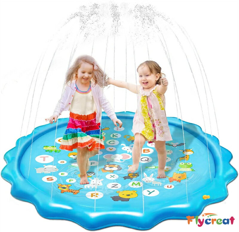 【暑い夏にぴったり噴水マット：】蛇口と接続するだけて、庭やプール、芝生などのどんな所でも適します。子供たちは暑い夏に涼しい噴水を楽しめます。水は噴出と落とすことは、子供達の注意力を強く引いて、思わず水の中に走り回して、水遊びを楽しめます。両...