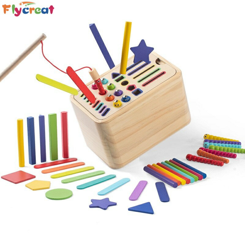 見て、考えて、分けて遊ぶ。モンテッソーリ教育をイメージした木製仕分けボックス 色と形を見分け、対応する穴に入れることで、お子様の観察力と論理的思考を自然に育みます。指先を使う釣り遊びも楽しめる、多機能な知育玩具です。★☆★☆★☆★☆★☆★☆...