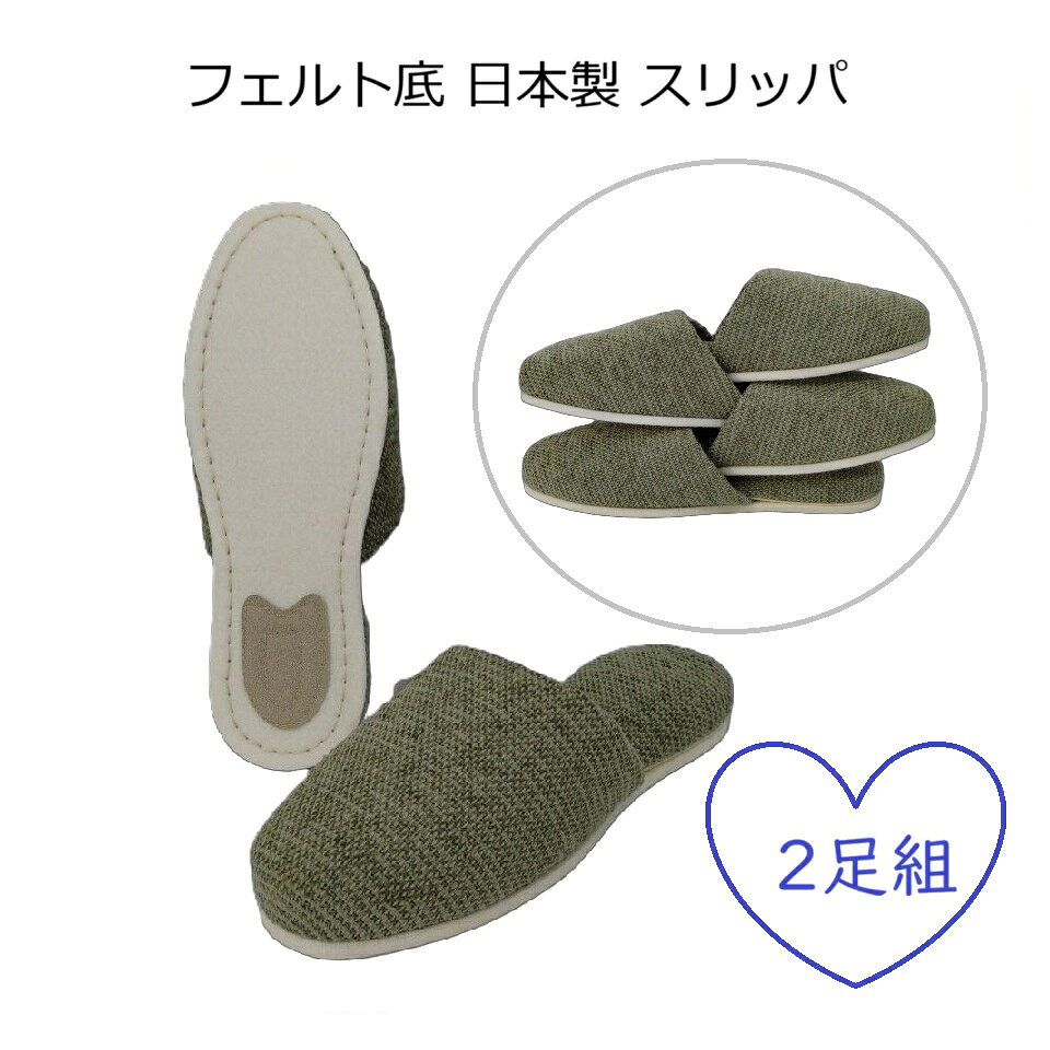 【商品説明】2足組。日本製のフェルト底スリッパです。静音軽量設計になっております。最初から外箱はございません、違う箱で梱包しての発送になります。 ●ブランド：YOSHICHICA ●メーカー：YOSHICHICA ●原産国：日本 ●その他：...