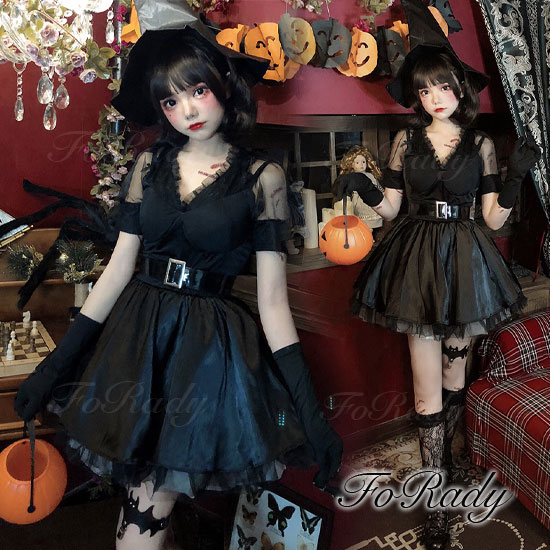 ハロウィン/魔女/魔法使い/悪魔/デビル/ゾンビ/小悪魔/ナース/コスプレ/コスチューム/あす楽対応Mサイズ 平置きで採寸の為多少の誤差があります 【ワンピース】 バスト：84〜90cm ウエスト：68〜76cm ヒップ：78〜118cm ...