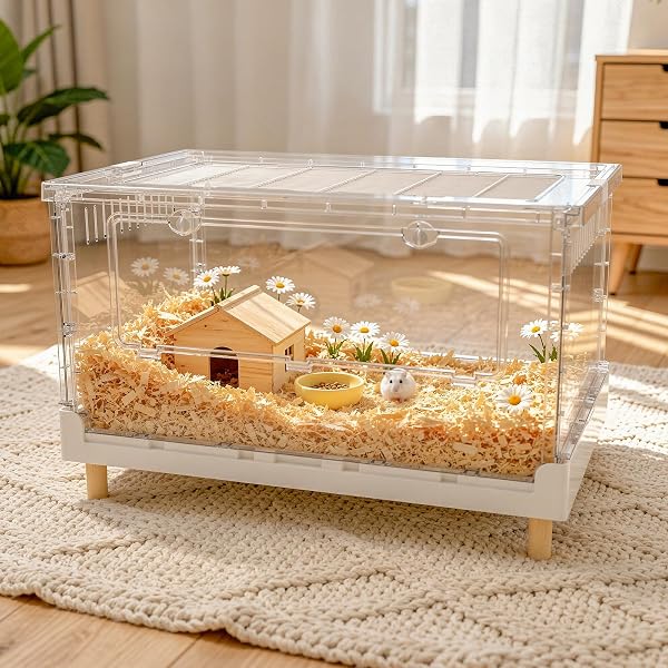 【送料無料】折りたたみ式アクリル透明ハムスターケージ、小動物用の快適で広々とした居住空間（ハムスター、モルモット、リスに最適）(70.5x43.5x39cm)ブランド色白く透明モデルQQB-CSL-70PLUS商品説明【商品概要】【様々な小...