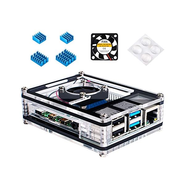 【送料無料】最新Raspberry Pi 4 ケース ラスベリー パイ 4 ケース+ 冷却ファン+ヒートシンク Raspberry Pi 4 Model B対応（Raspberry Pi 4 Model B 本体含まりません） (Pi 4ケ...