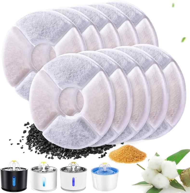 RBAYSALE 猫 水 フィルター 10枚入 ペット自動給水器 フィルター 猫用自動給水器フィルター 交換用活性炭フィルター イオン交換樹脂 安全 清潔 1.6L/2L/2.4L猫自動給水器に適用 (ピュアクリスタル🐱【製...