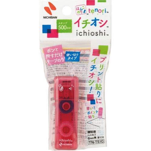 【色】テープのり tenori（てのり） イチオシ チェリー TN-TEIC 6mm角（強粘着ドットタイプ） ポンと押すだけ 使い切れタイプ NICHIBAN