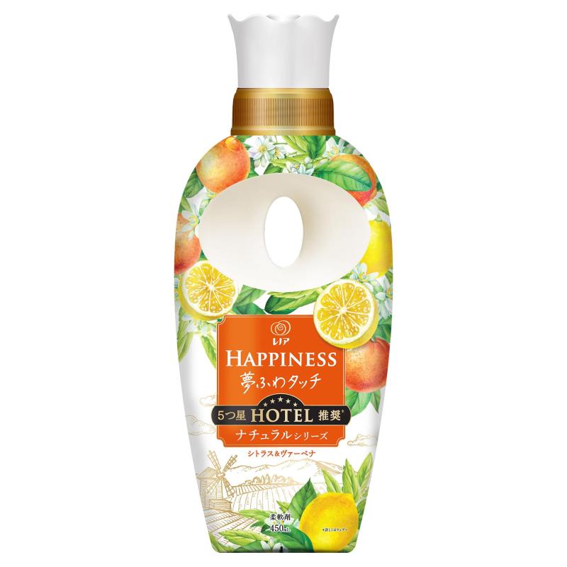 レノア ハピネス 夢ふわタッチ 柔軟剤 ナチュラルシリーズ シトラス&amp;ヴァーベナ 本体 450mL新レノアハピネス夢ふわタッチは、5つ星ホテルも認めた香りも肌ざわり。レノアハピネス夢ふわタッチで、おうちにいながら5つ星ホテルの贅沢を...